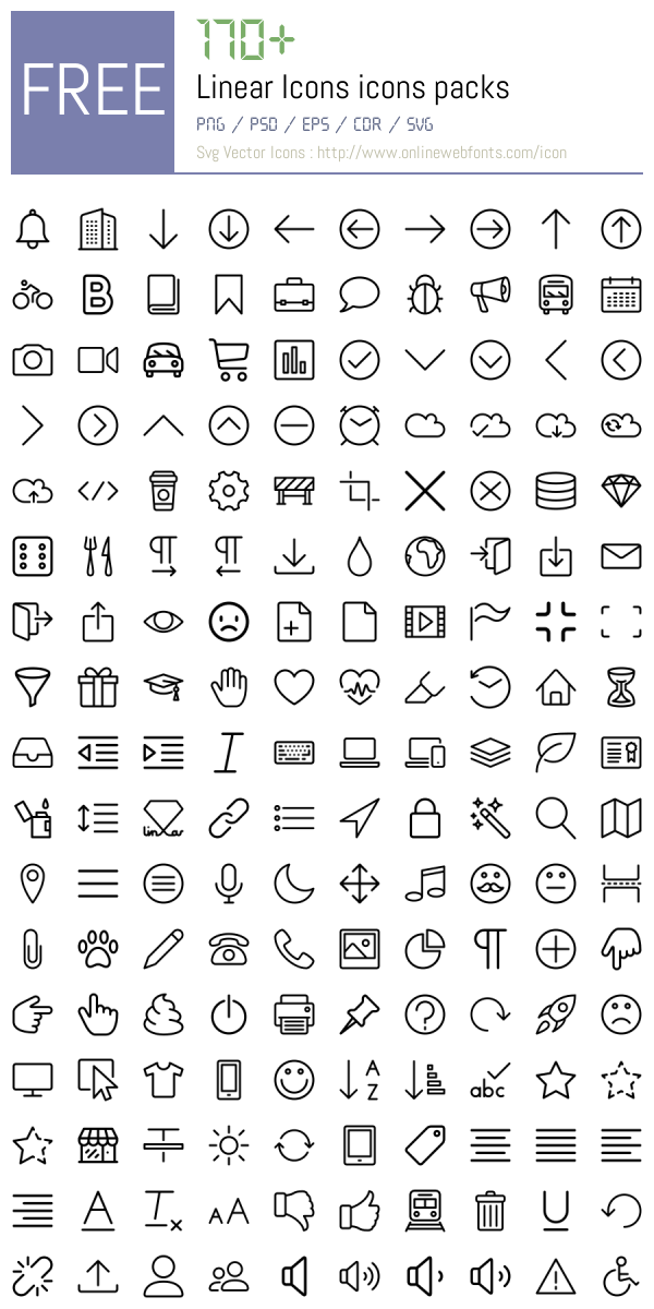 +170 Linear Icons Icons Packs Free Downloads - OnlineWebFonts.COM
