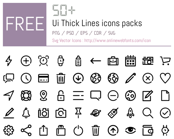 +50 Ui Thick Lines Icons Packs Free Downloads - OnlineWebFonts.COM