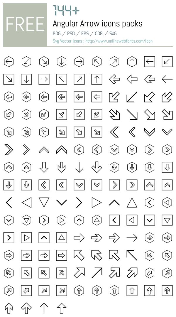 +144 Angular Arrow Icons Packs Free Downloads - OnlineWebFonts.COM