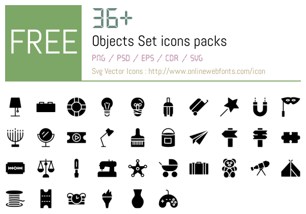 +36 Objects Set Icons Packs Free Downloads - OnlineWebFonts.COM