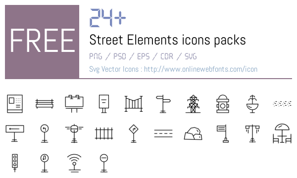 +24 Street Elements Icons Packs Free Downloads - OnlineWebFonts.COM