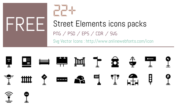 +22 Street Elements Icons Packs Free Downloads - OnlineWebFonts.COM