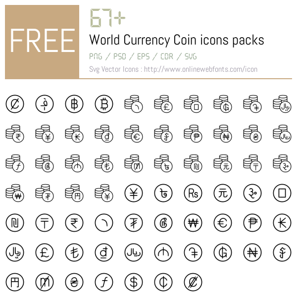 +67 World Currency Coin Icons Packs Free Downloads - OnlineWebFonts.COM