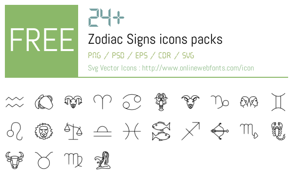 +24 Zodiac Signs Icons Packs Free Downloads - OnlineWebFonts.COM