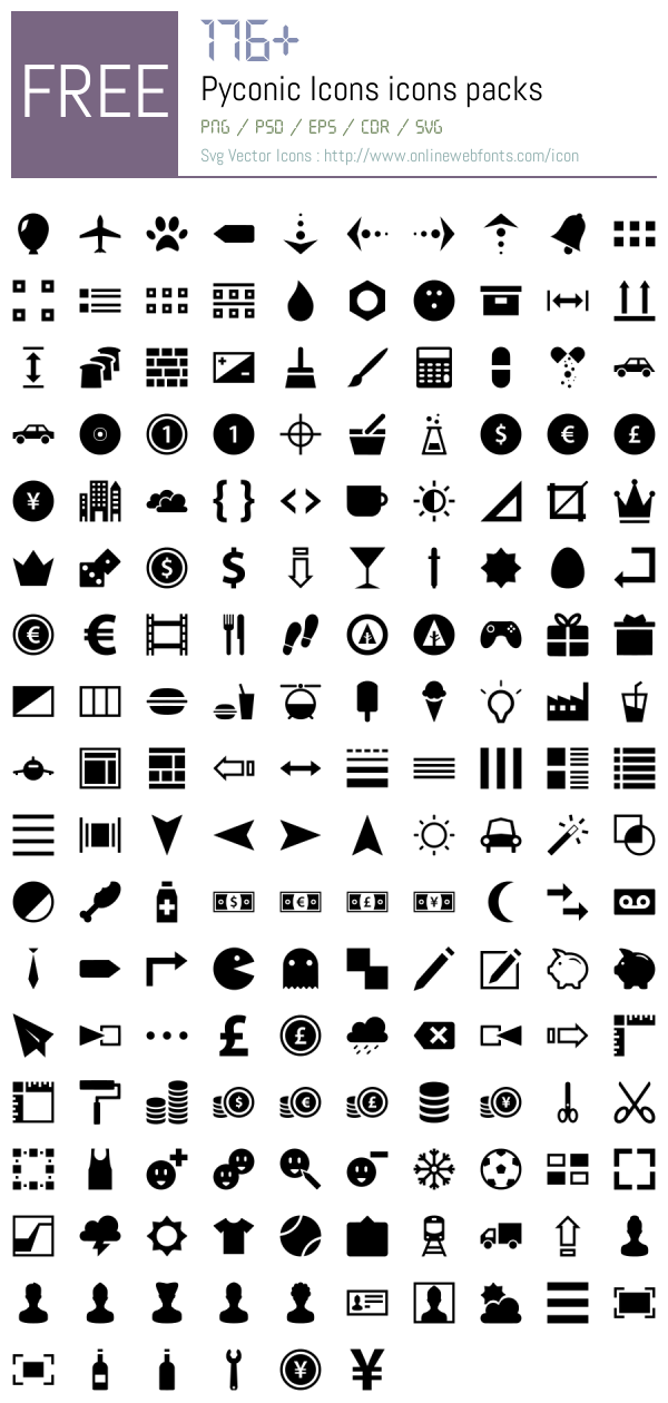 +176 Pyconic Icons Icons Packs Free Downloads - OnlineWebFonts.COM