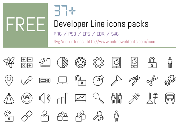 +37 Developer Line Icons Packs Free Downloads - OnlineWebFonts.COM