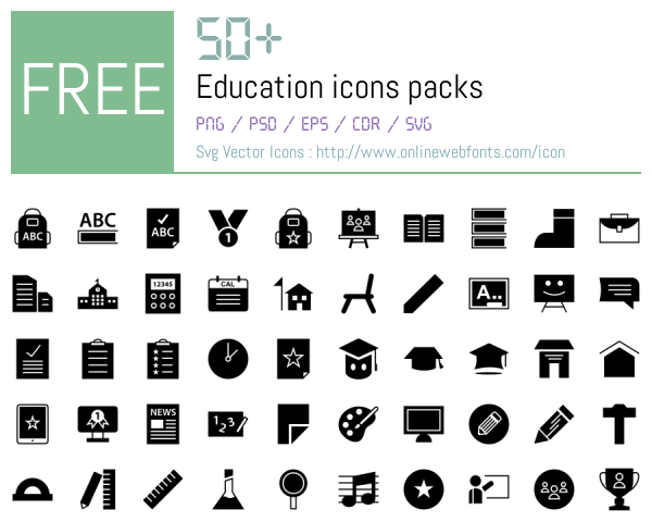 +50 Education Icons Packs Free Downloads - OnlineWebFonts.COM