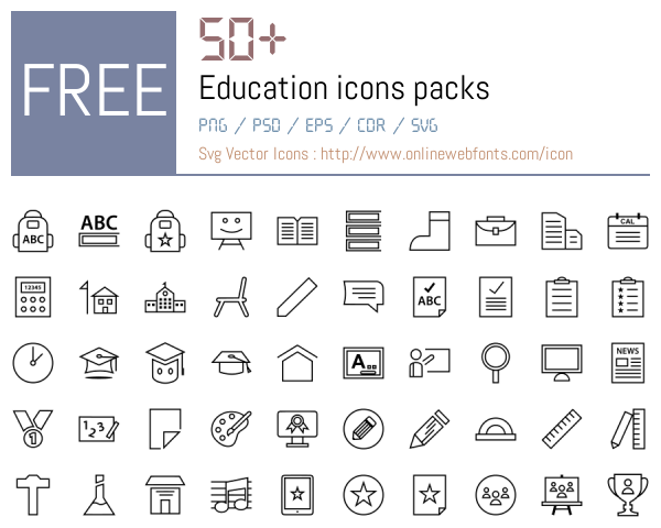 +50 Education Icons Packs Free Downloads - OnlineWebFonts.COM