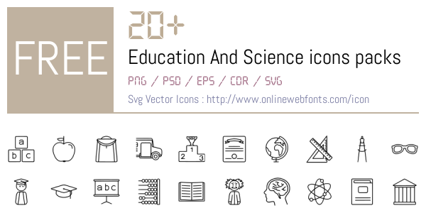 +20 Education And Science Icons Packs Free Downloads - OnlineWebFonts.COM