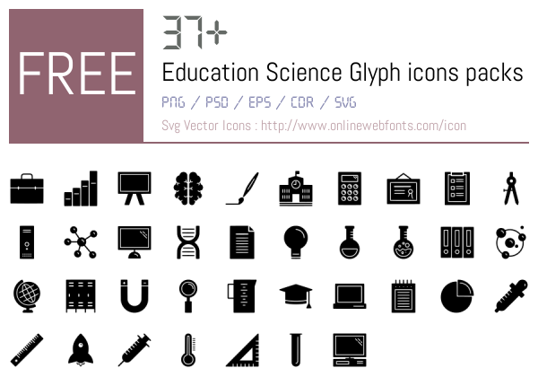 +37 Education Science Glyph Icons Packs Free Downloads - OnlineWebFonts.COM