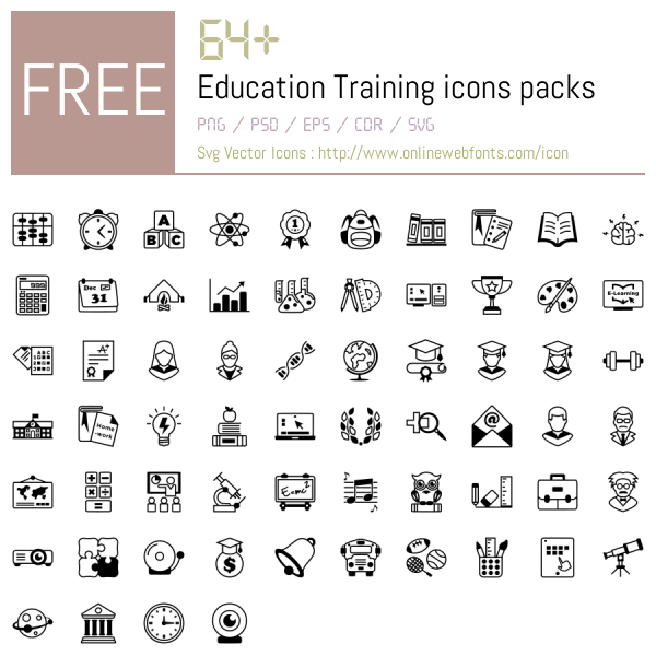 +64 Education Training Icons Packs Free Downloads - OnlineWebFonts.COM