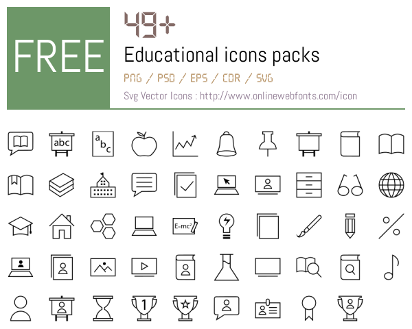 +49 Educational Icons Packs Free Downloads - OnlineWebFonts.COM