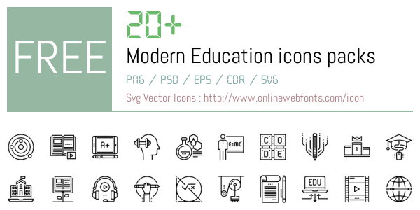 +20 Modern Education Icons Packs Free Downloads - OnlineWebFonts.COM