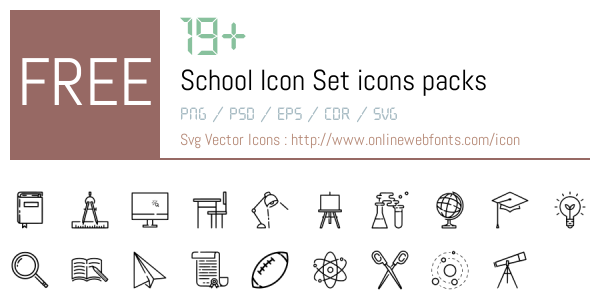 +19 School Icon Set Icons Packs Free Downloads - OnlineWebFonts.COM