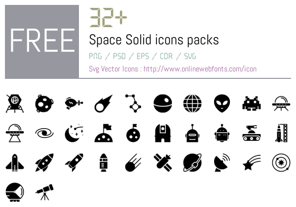 +32 Space Solid Icons Packs Free Downloads - OnlineWebFonts.COM