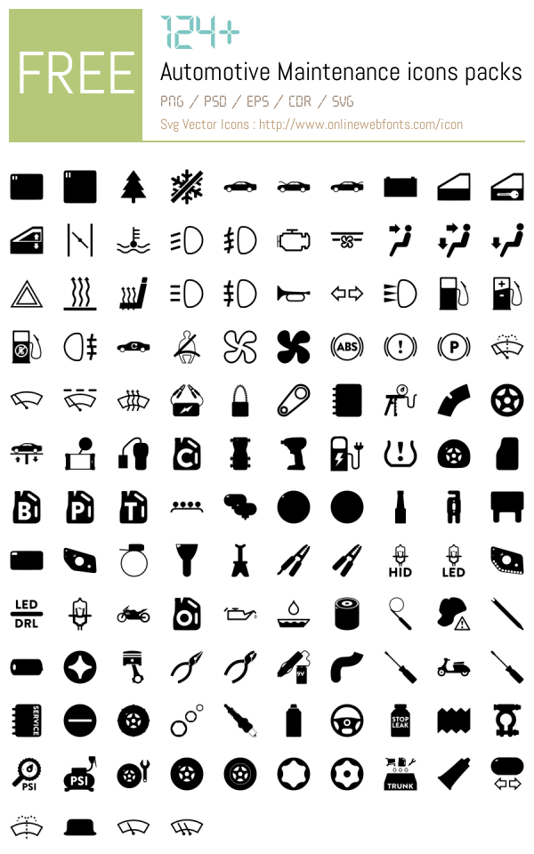 +124 Automotive Maintenance Icons Packs Free Downloads - OnlineWebFonts.COM