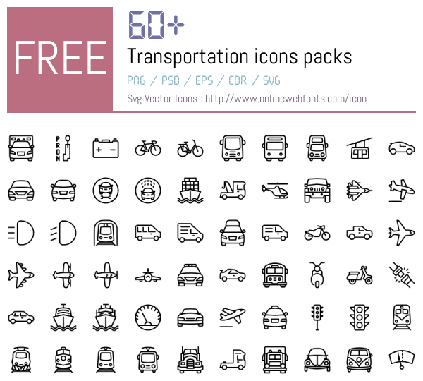 +60 Transportation Icons Packs Free Downloads - OnlineWebFonts.COM