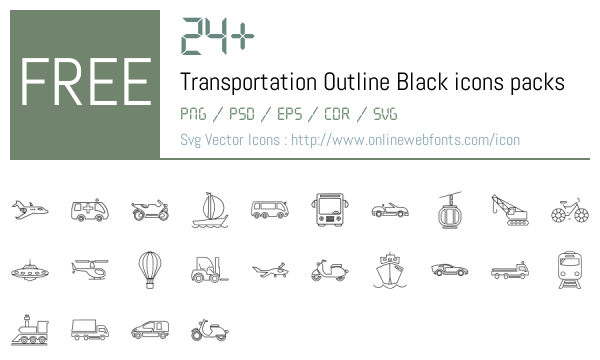 +24 Transportation Outline Black Icons Packs Free Downloads ...