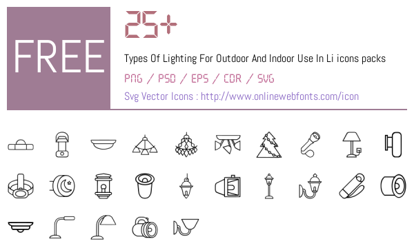 +25 Types Of Lighting For Outdoor And Indoor Use In Li Icons Packs Free ...