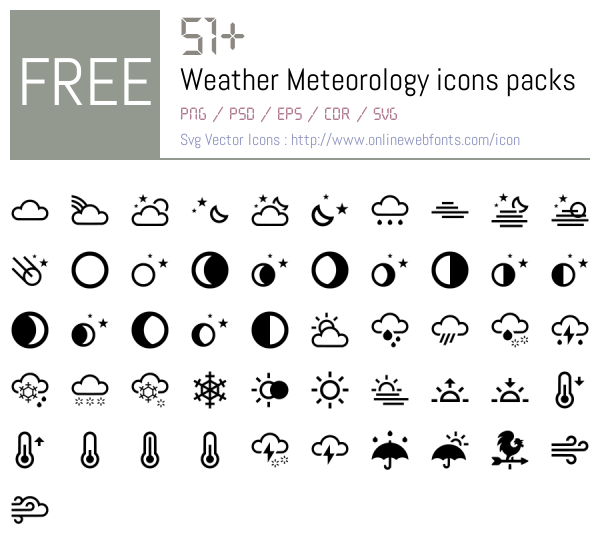 +51 Weather Meteorology Icons Packs Free Downloads - OnlineWebFonts.COM