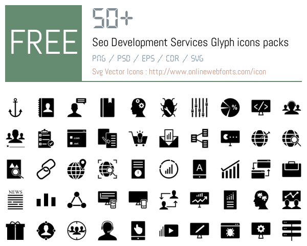 +50 Seo Development Services Glyph Icons Packs Free Downloads ...
