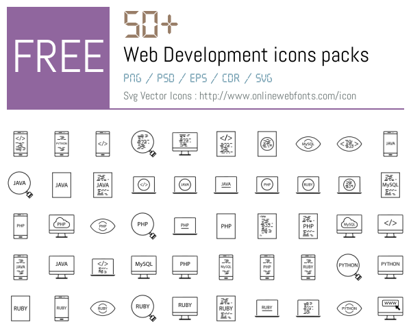 +50 Web Development Icons Packs Free Downloads - OnlineWebFonts.COM