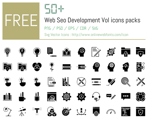+50 Web Seo Development Vol Icons Packs Free Downloads - OnlineWebFonts.COM