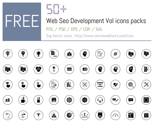 +50 Web Seo Development Vol Icons Packs Free Downloads - OnlineWebFonts.COM