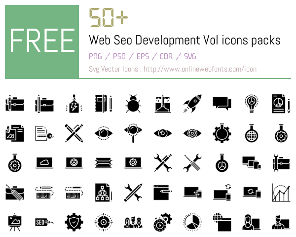 +50 Web Seo Development Vol Icons Packs Free Downloads - OnlineWebFonts.COM