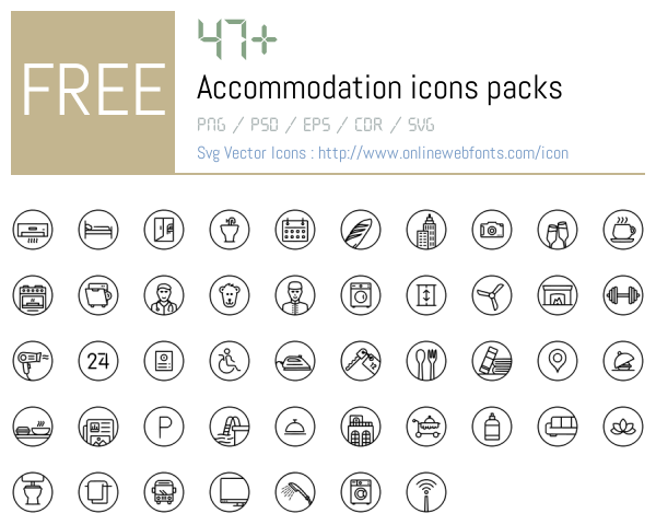 +47 Accommodation Icons Packs Free Downloads - OnlineWebFonts.COM