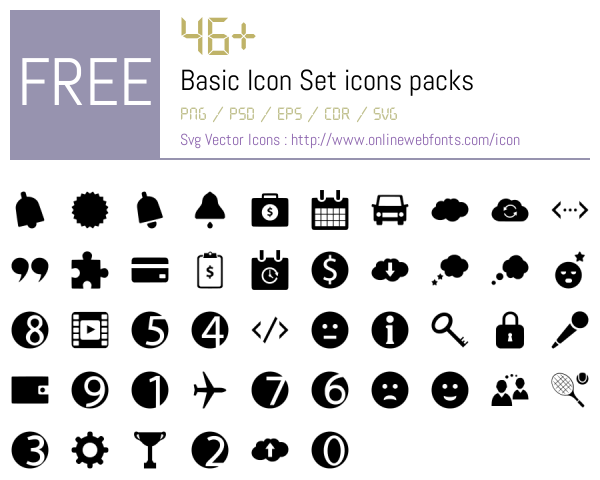+46 Basic Icon Set Icons Packs Free Downloads - OnlineWebFonts.COM