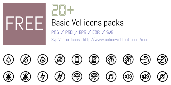+20 Basic Vol Icons Packs Free Downloads - OnlineWebFonts.COM