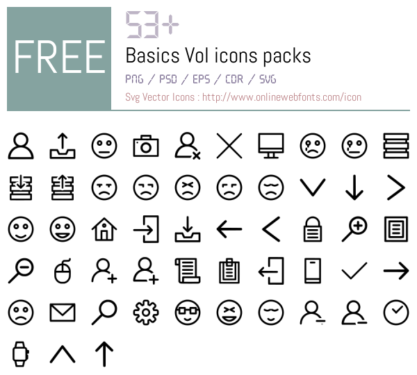 +53 Basics Vol Icons Packs Free Downloads - OnlineWebFonts.COM