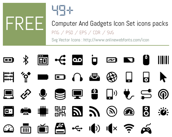 +49 Computer And Gadgets Icon Set Icons Packs Free Downloads ...