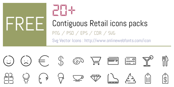 +20 Contiguous Retail Icons Packs Free Downloads - OnlineWebFonts.COM