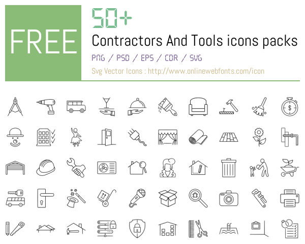 +50 Contractors And Tools Icons Packs Free Downloads - OnlineWebFonts.COM
