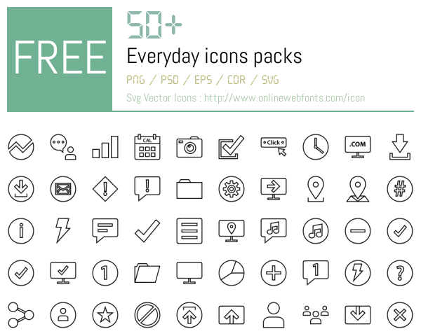 +50 Everyday Icons Packs Free Downloads - OnlineWebFonts.COM