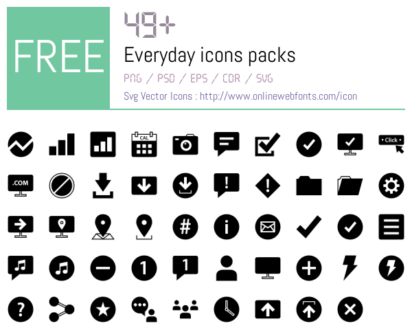 +49 Everyday Icons Packs Free Downloads - OnlineWebFonts.COM