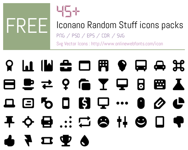 +45 Iconano Random Stuff Icons Packs Free Downloads - OnlineWebFonts.COM