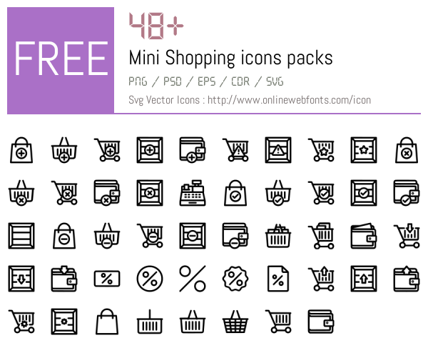 +48 Mini Shopping Icons Packs Free Downloads - OnlineWebFonts.COM