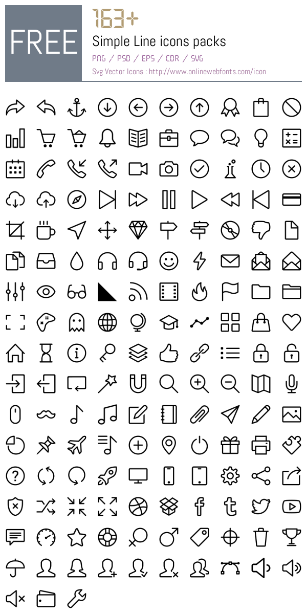 +163 Simple Line Icons Packs Free Downloads - OnlineWebFonts.COM