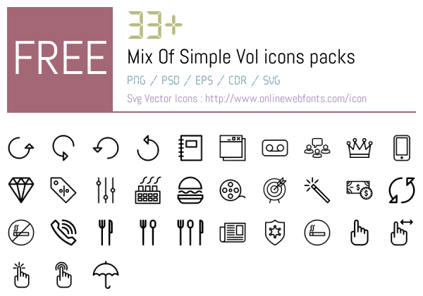 +33 Mix Of Simple Vol Icons Packs Free Downloads - OnlineWebFonts.COM