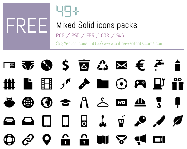 +49 Mixed Solid Icons Packs Free Downloads - OnlineWebFonts.COM