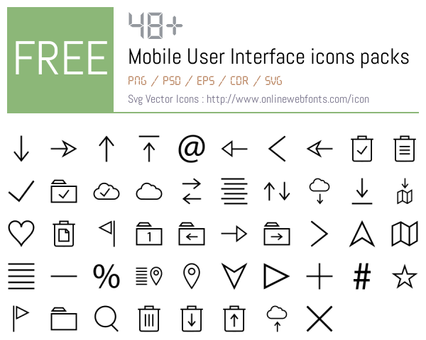 +48 Mobile User Interface Icons Packs Free Downloads - OnlineWebFonts.COM