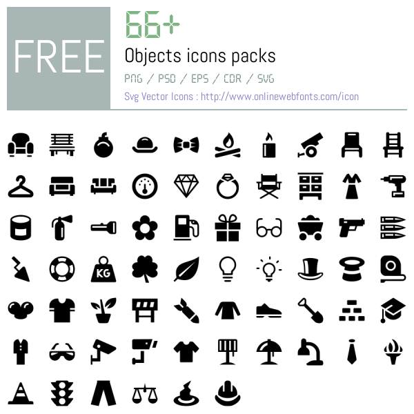 +66 Objects Icons Packs Free Downloads - OnlineWebFonts.COM