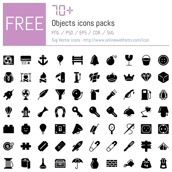 +70 Objects Icons Packs Free Downloads - OnlineWebFonts.COM