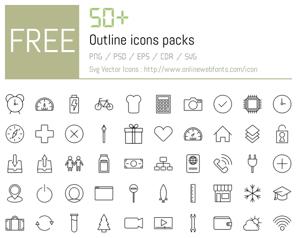+50 Outline Icons Packs Free Downloads - OnlineWebFonts.COM