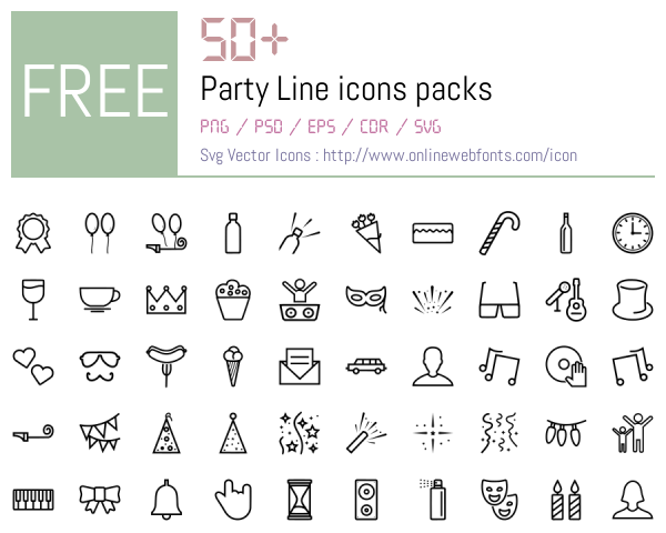 +50 Party Line Icons Packs Free Downloads - OnlineWebFonts.COM