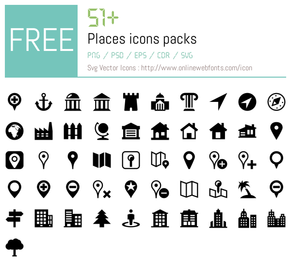 +51 Places Icons Packs Free Downloads - OnlineWebFonts.COM