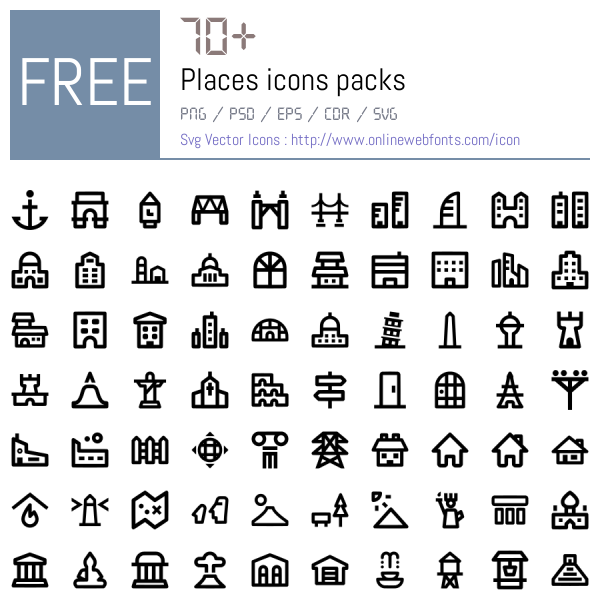 +70 Places Icons Packs Free Downloads - OnlineWebFonts.COM